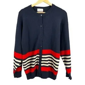 Venlaw | Sweaters | Vintage Venlaw Pure New Wool Cardigan Striped Navy ...
